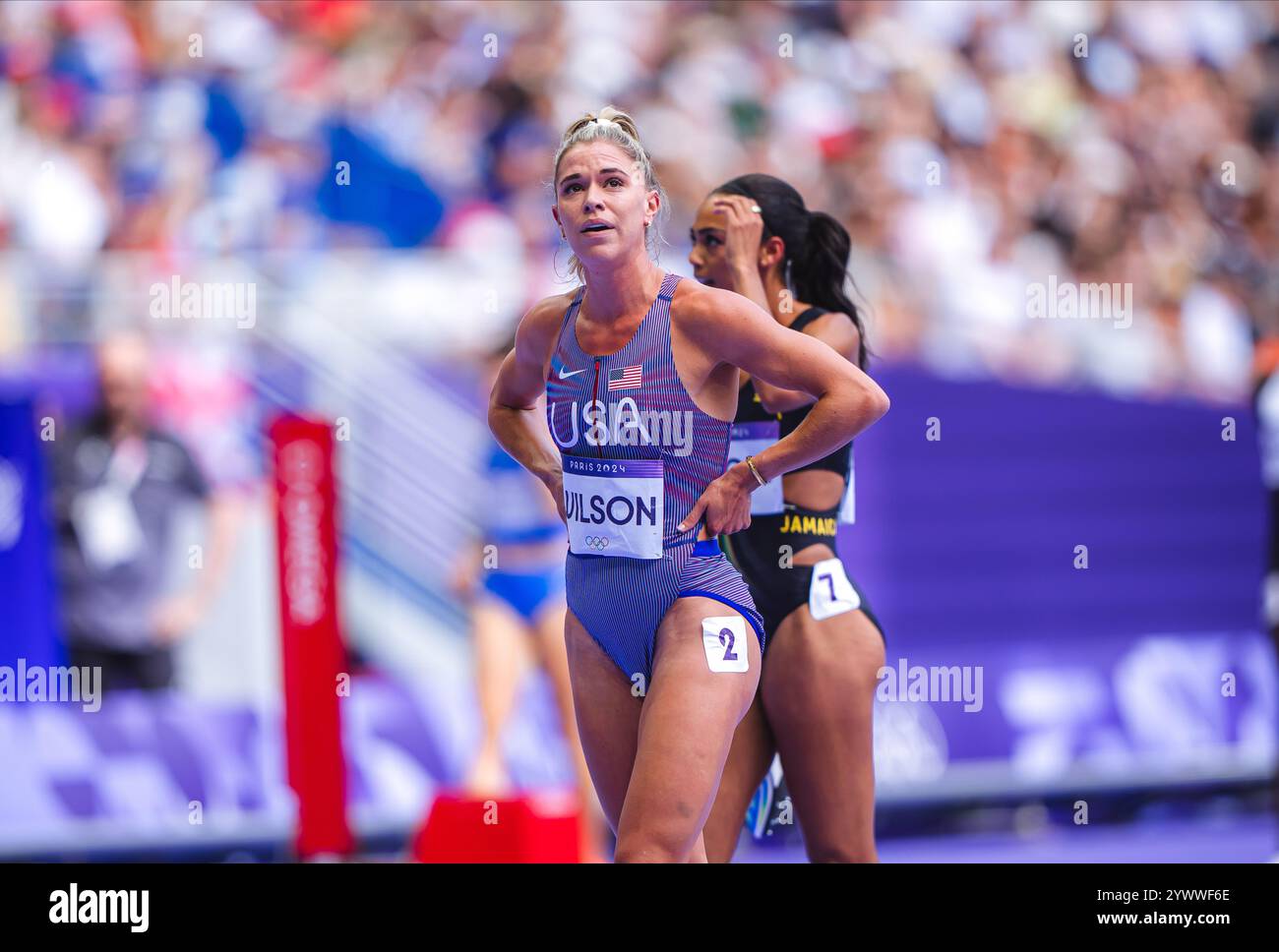 Allie Wilson participating in the 800 meters at the Paris 2024 Olympic ...