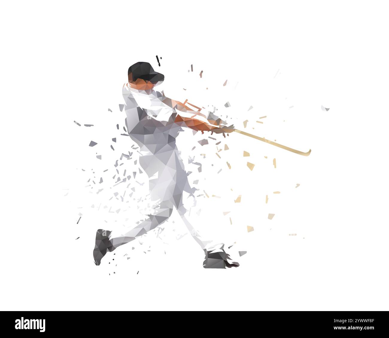 Baseball player, batter, isolated low poly vector illustration. Team ...