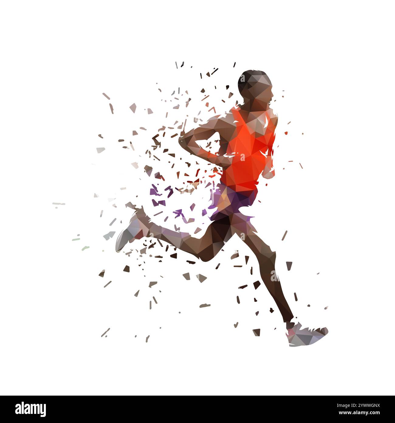 Running man, marathon runner isolated vector low poly illustration ...