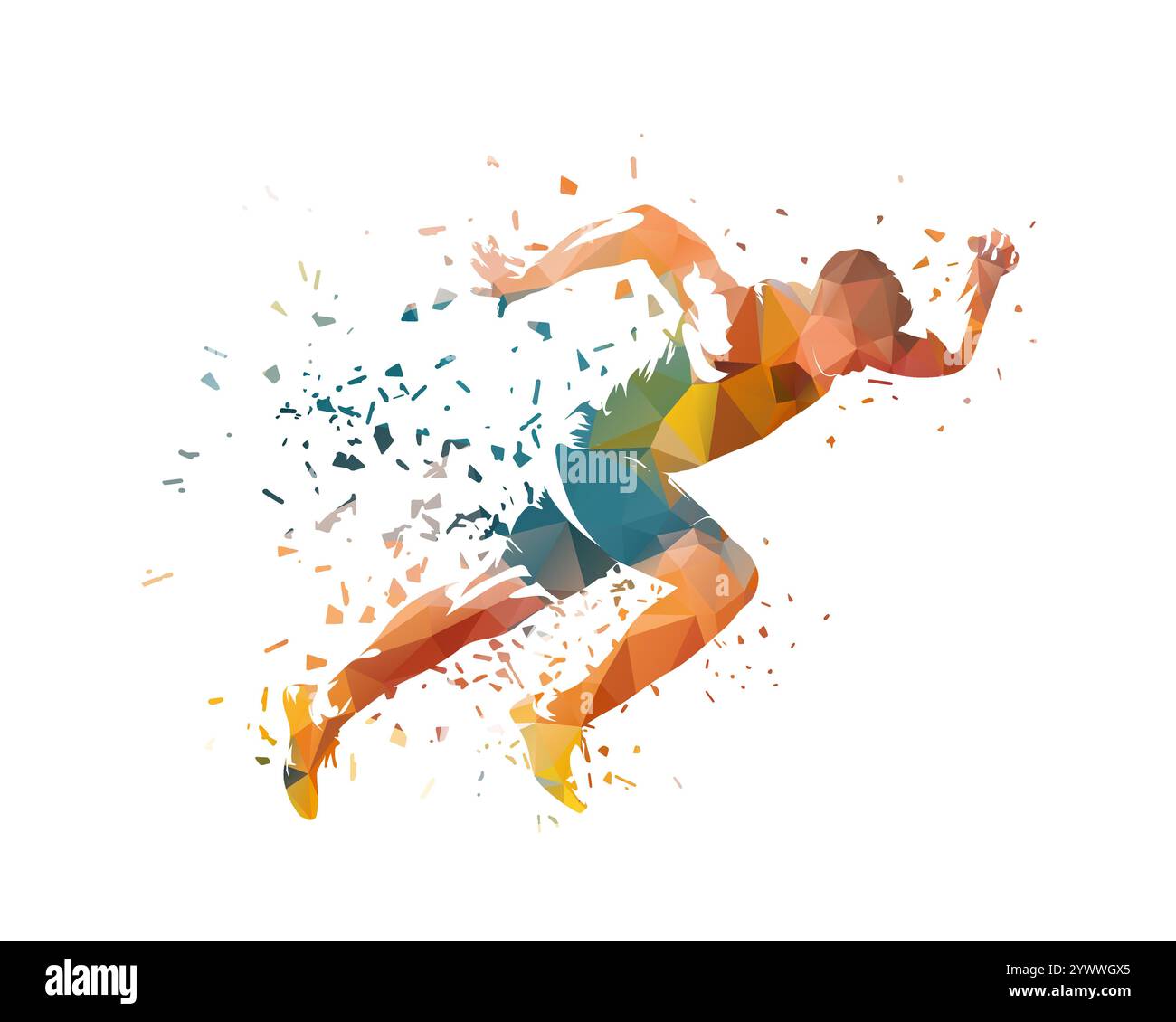 Run, running man, sprinter, isolated low polygonal vector illustration ...