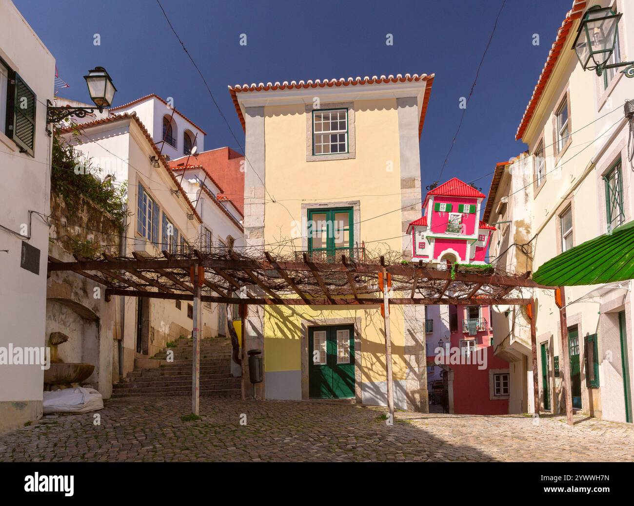A charming courtyard in the Alfama district of Lisbon, Portugal ...