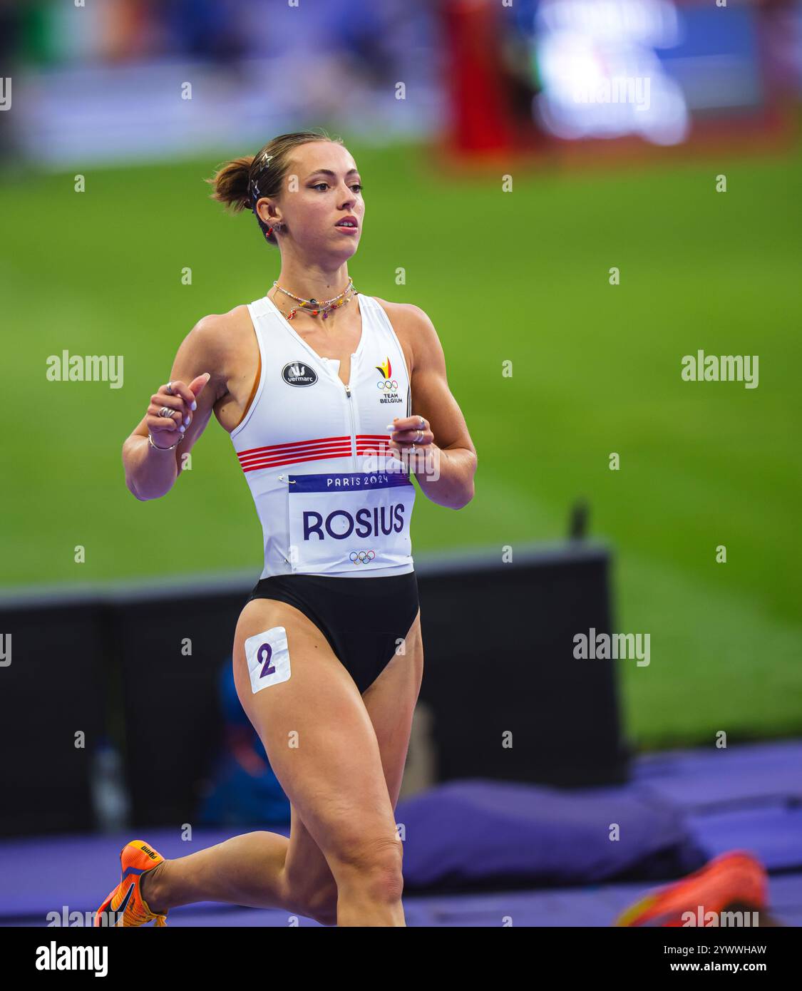Rani Rosius participating in the 100 meters at the Paris 2024 Olympic ...