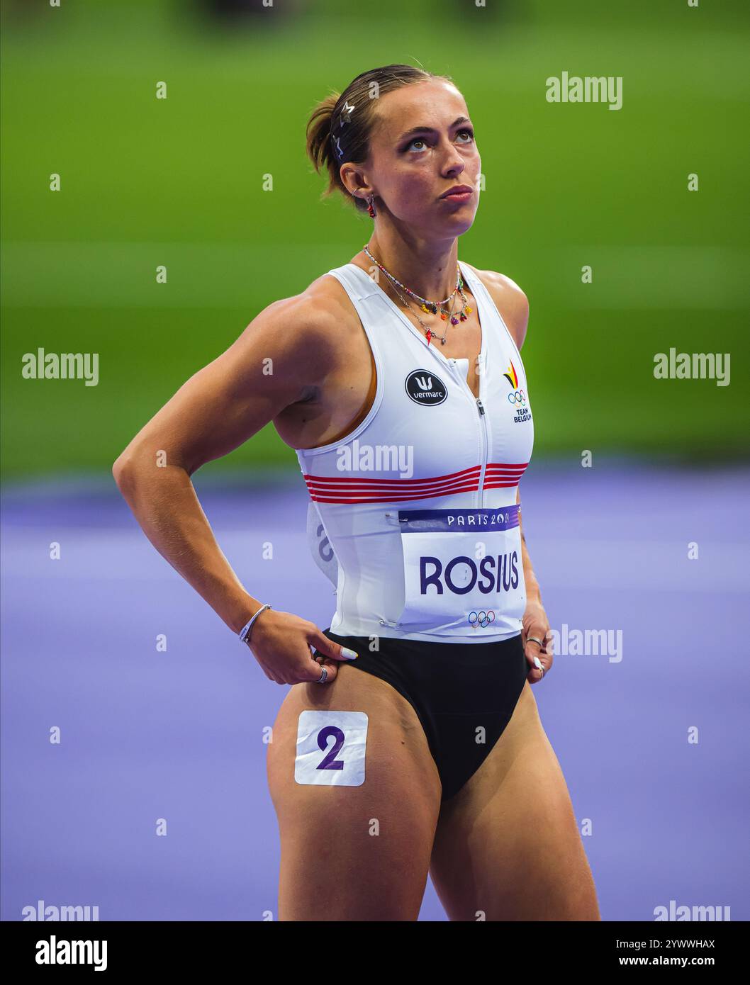 Rani Rosius participating in the 100 meters at the Paris 2024 Olympic ...