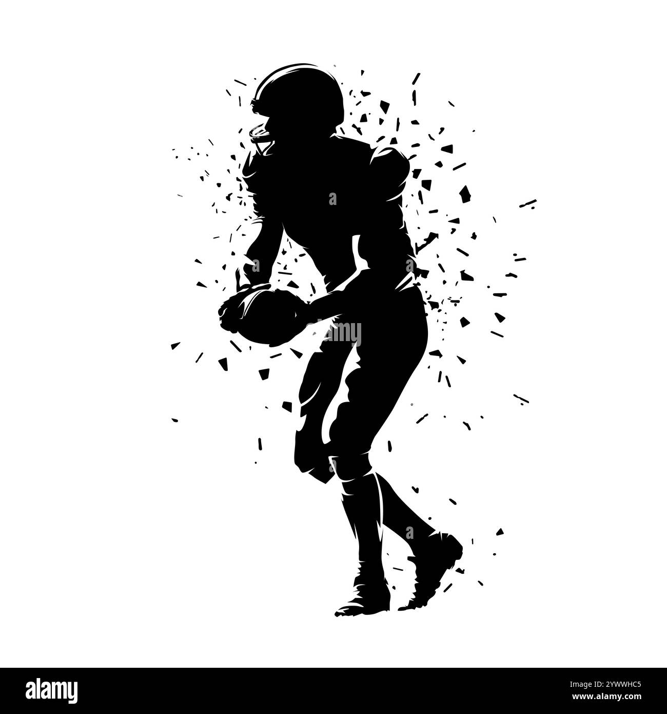 Football quarterback, American football player, distorted isolated ...