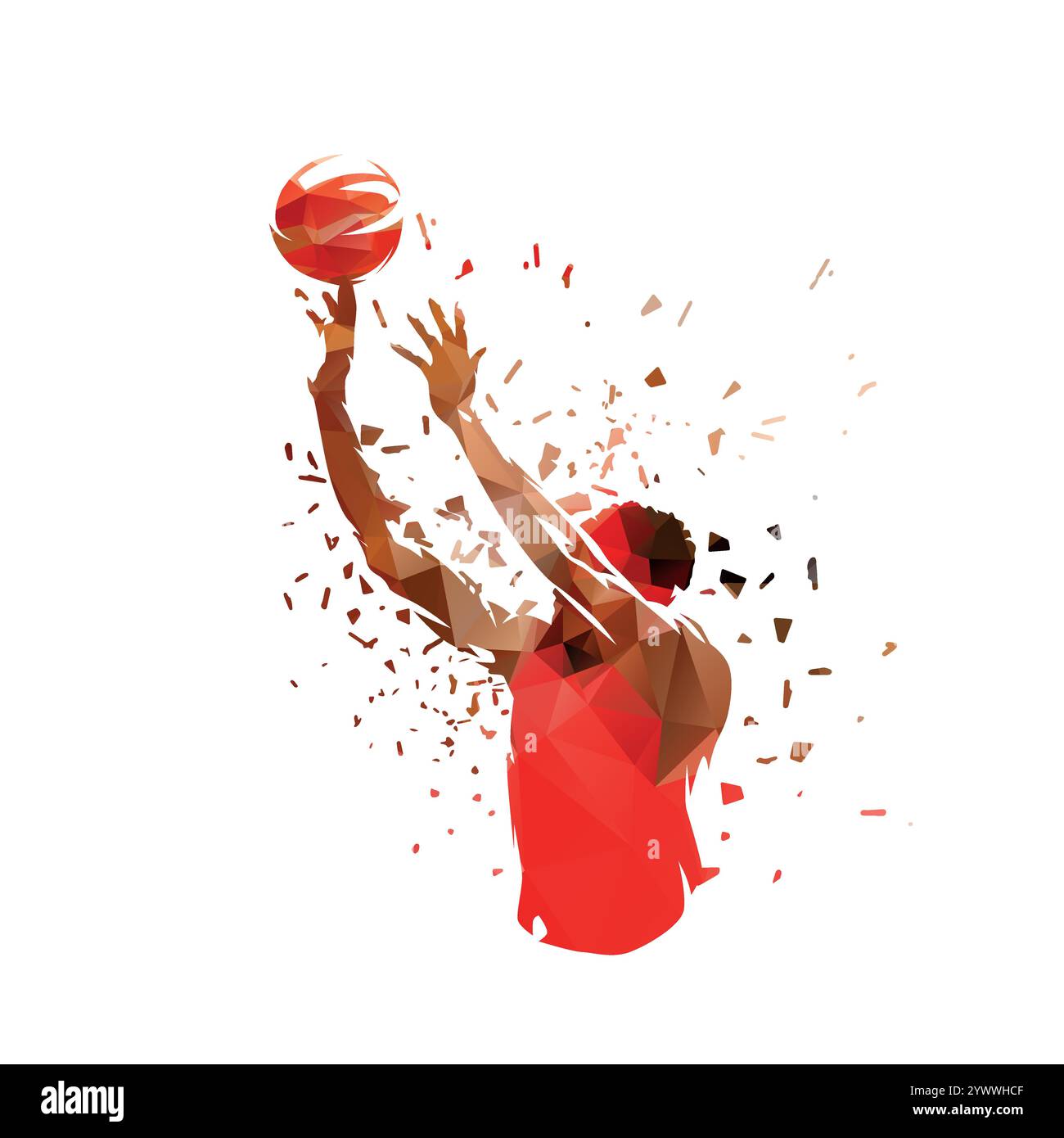 Basketball player shooting ball, jump shot. Abstract isolated low ...