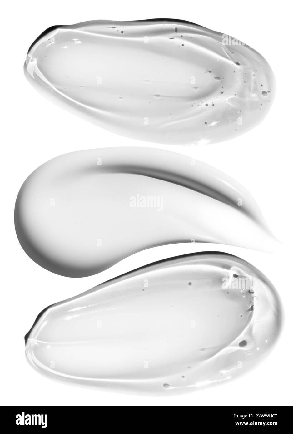 Composition of white cream smears and transparent gel smears on an ...