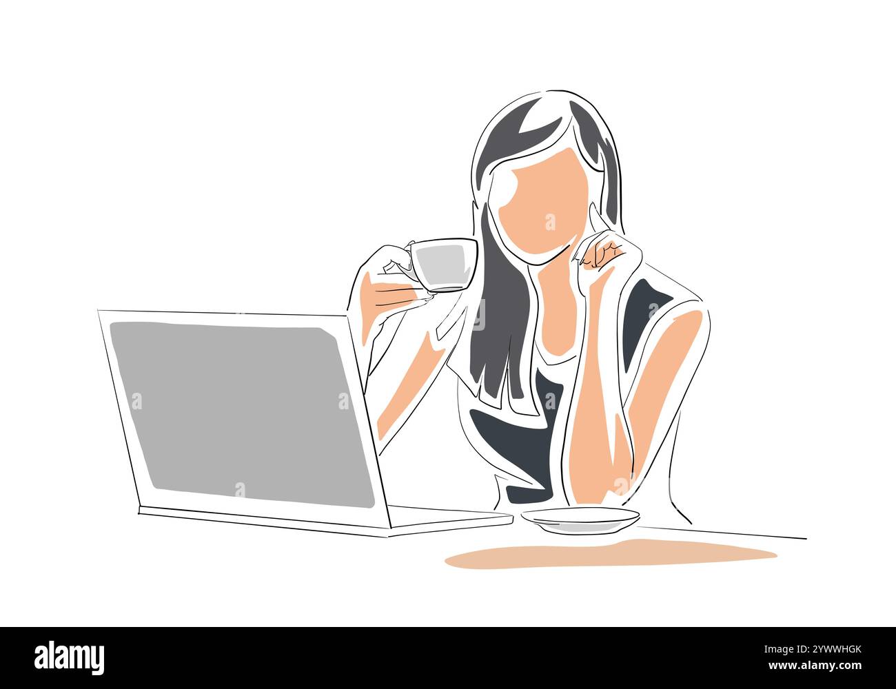 Business woman sitting, coffee break, teacher, lawyer, manager ...