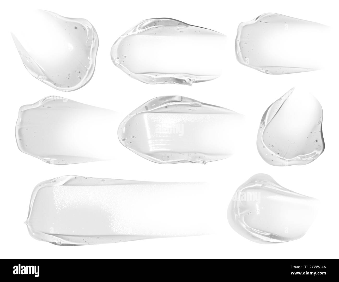 Set of transparent gel smears on an empty background. Skincare product ...