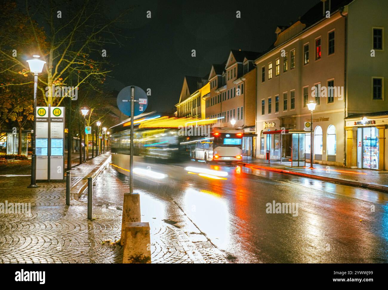 Weimar, Germany. 14th Nov, 2024. Evening view of Weimar city center in ...