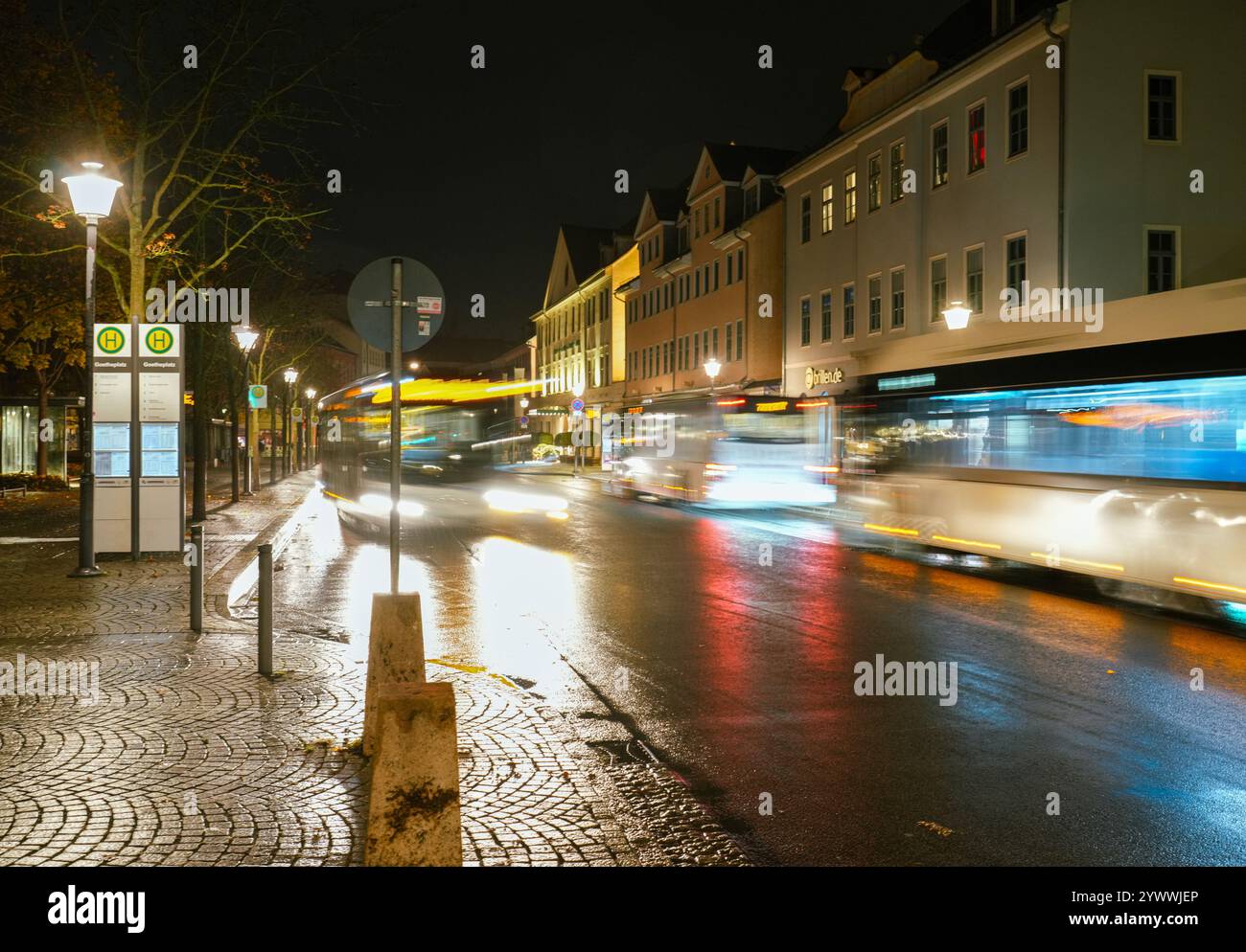 Weimar, Germany. 14th Nov, 2024. Evening view of Weimar city center in ...
