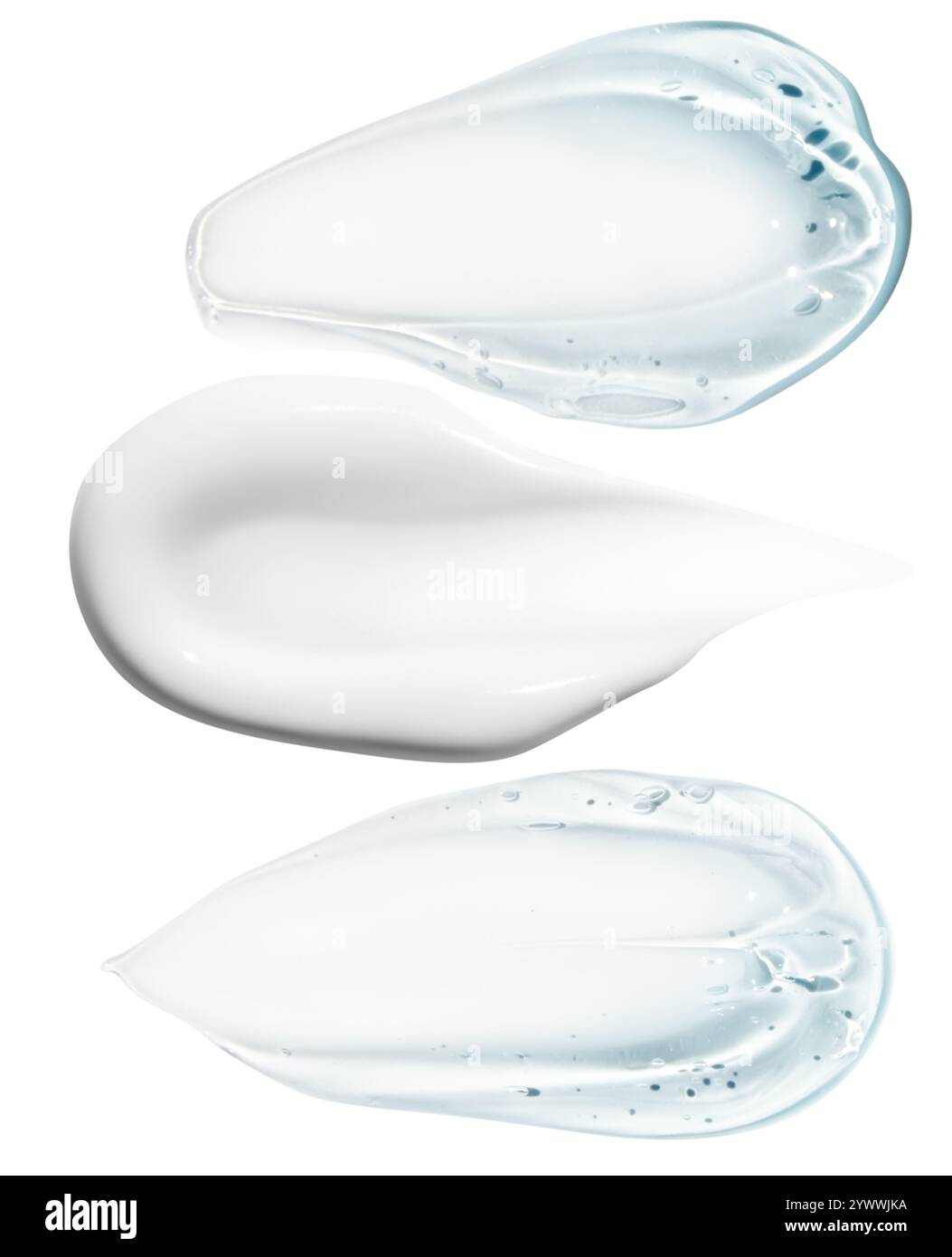 Composition of a white cream smear and a transparent blue gel smear on ...