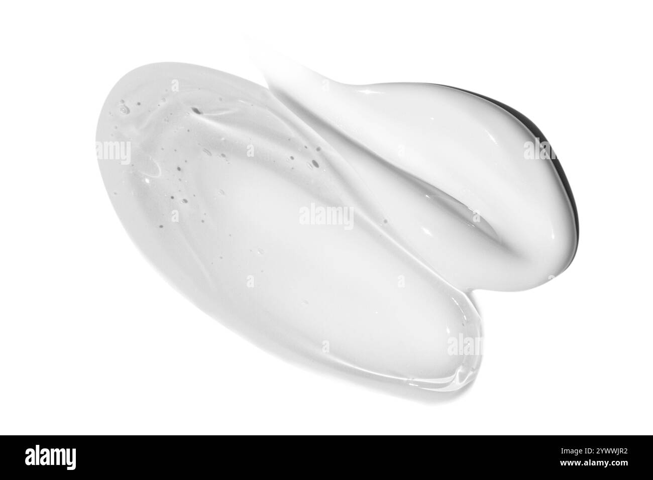 Composition of white cream smears and transparent gel smears on an ...