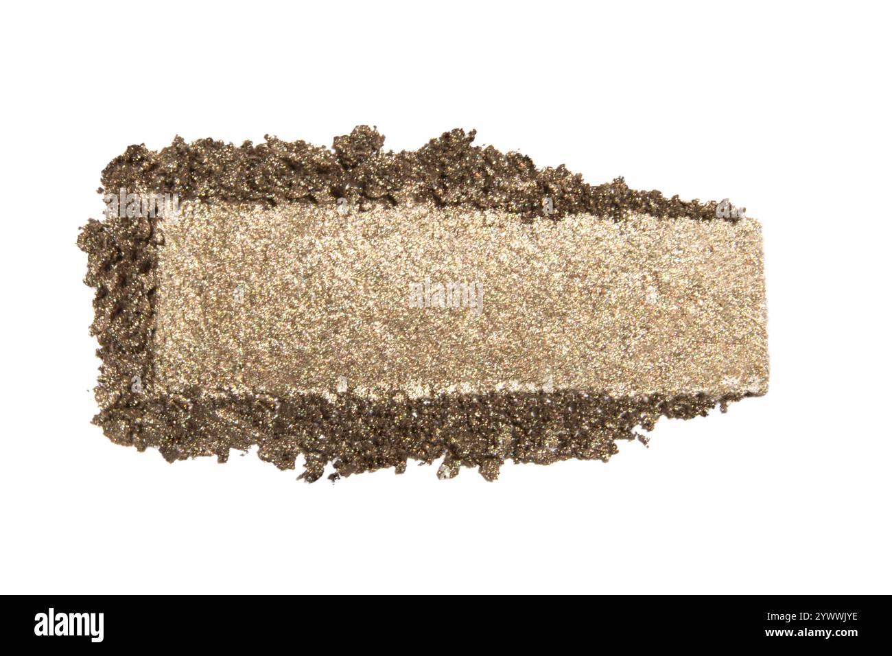 Smear of bright brown shimmery eyeshadow on an empty background. Beauty ...