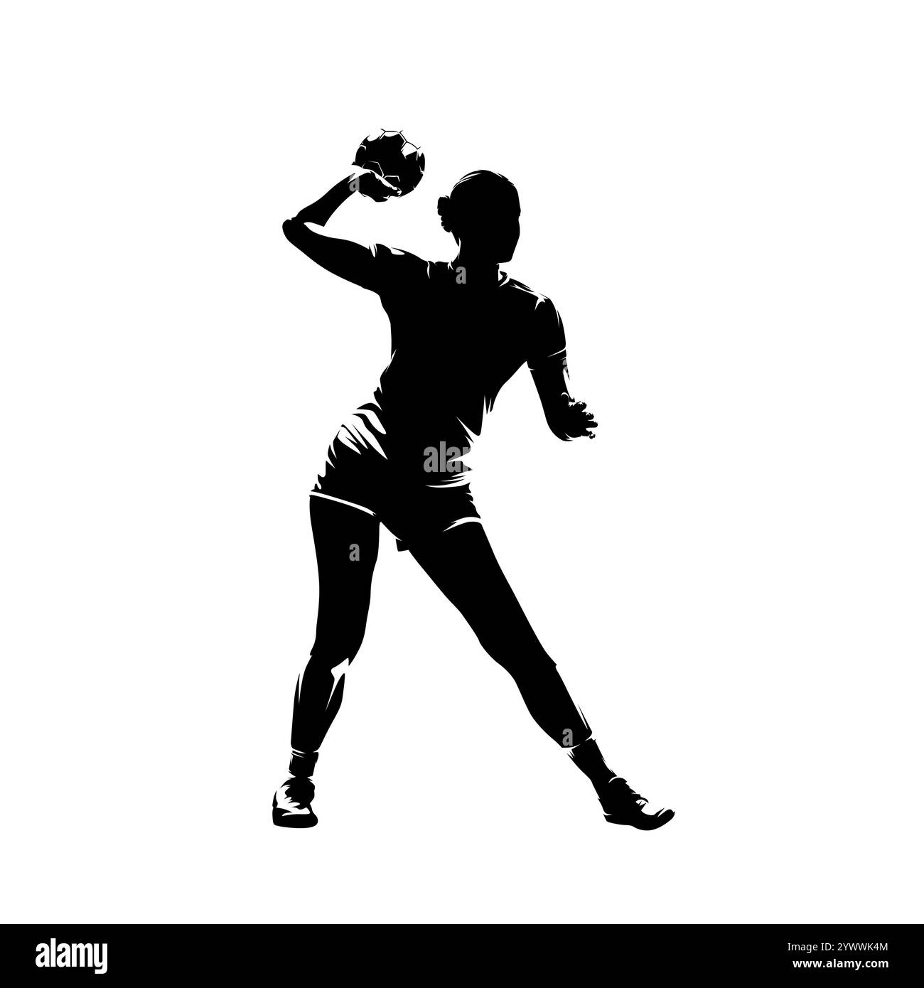 Handball women, female handball player, team sport athlete.Isolated ...