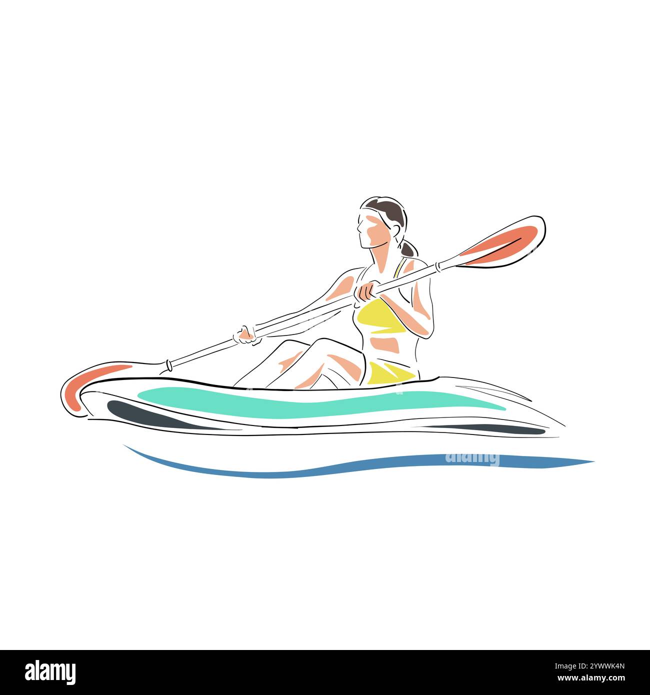 Kayaking woman ocean paddle Stock Vector Images - Alamy