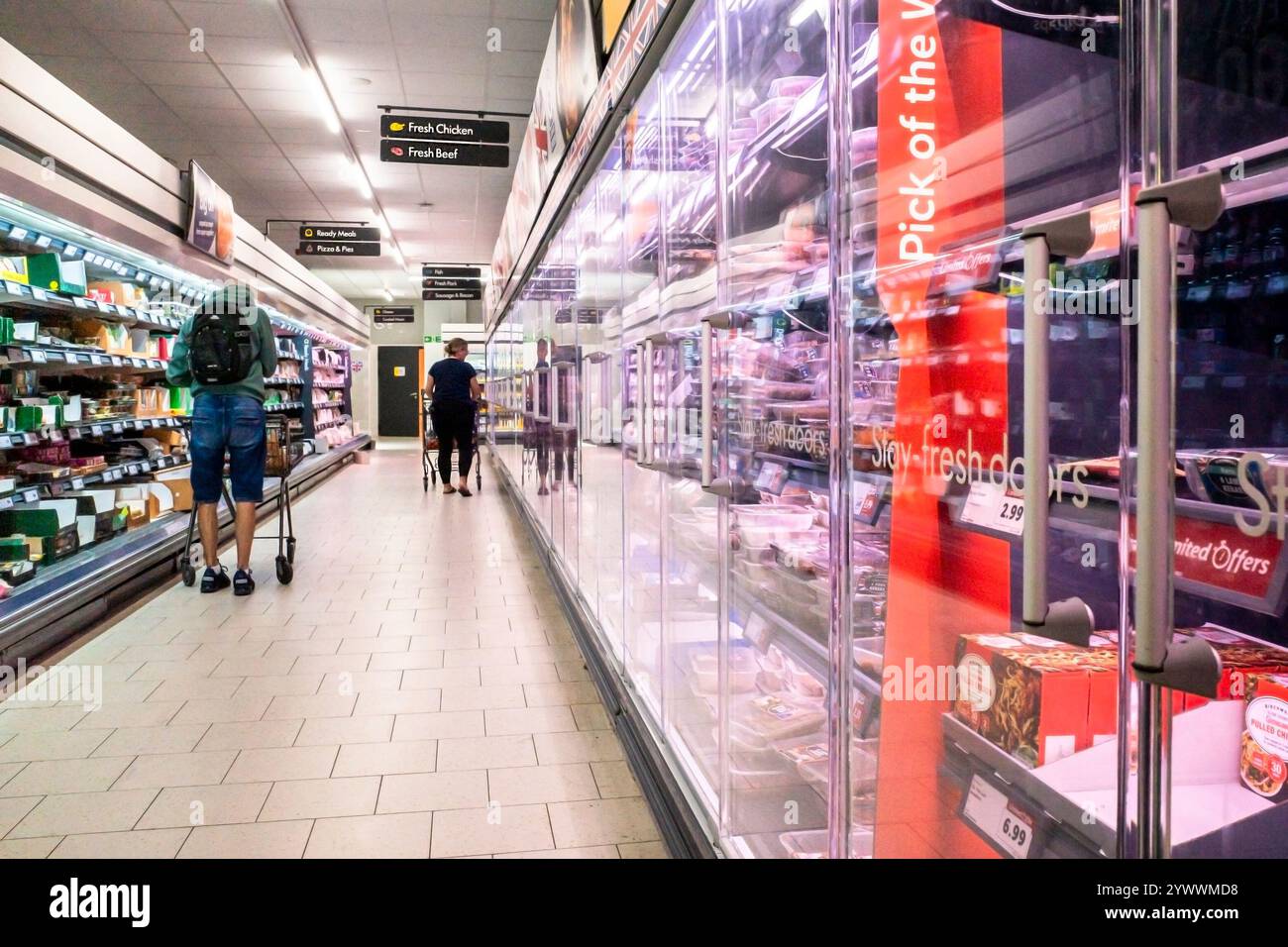 Shoppers people shopping inside a Lidl shop store in England in the UK ...