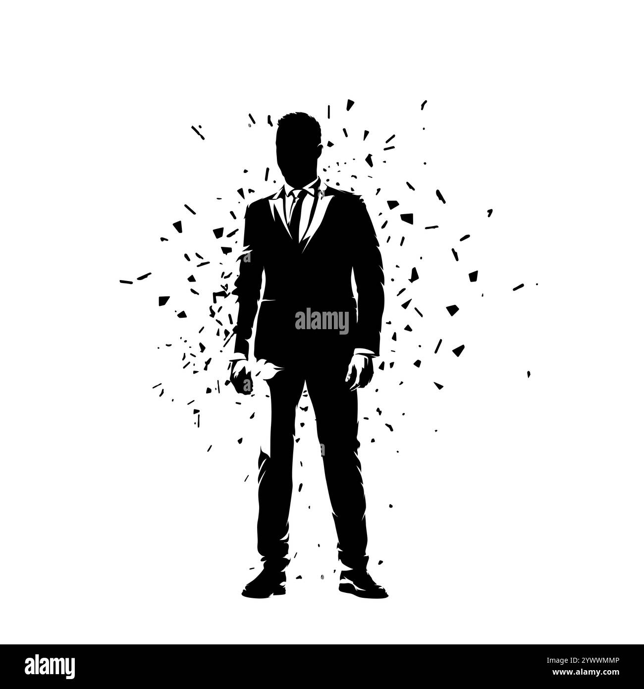 Business Man Standing In Suit Front View Profile Isolated Vector Silhouette Ink Drawing