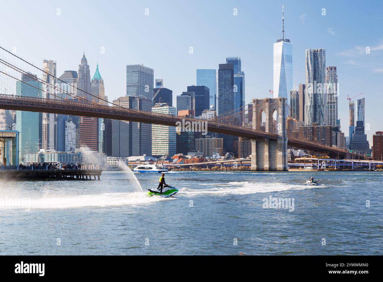 A stunning panoramic view of the iconic Brooklyn Bridge stretching ...