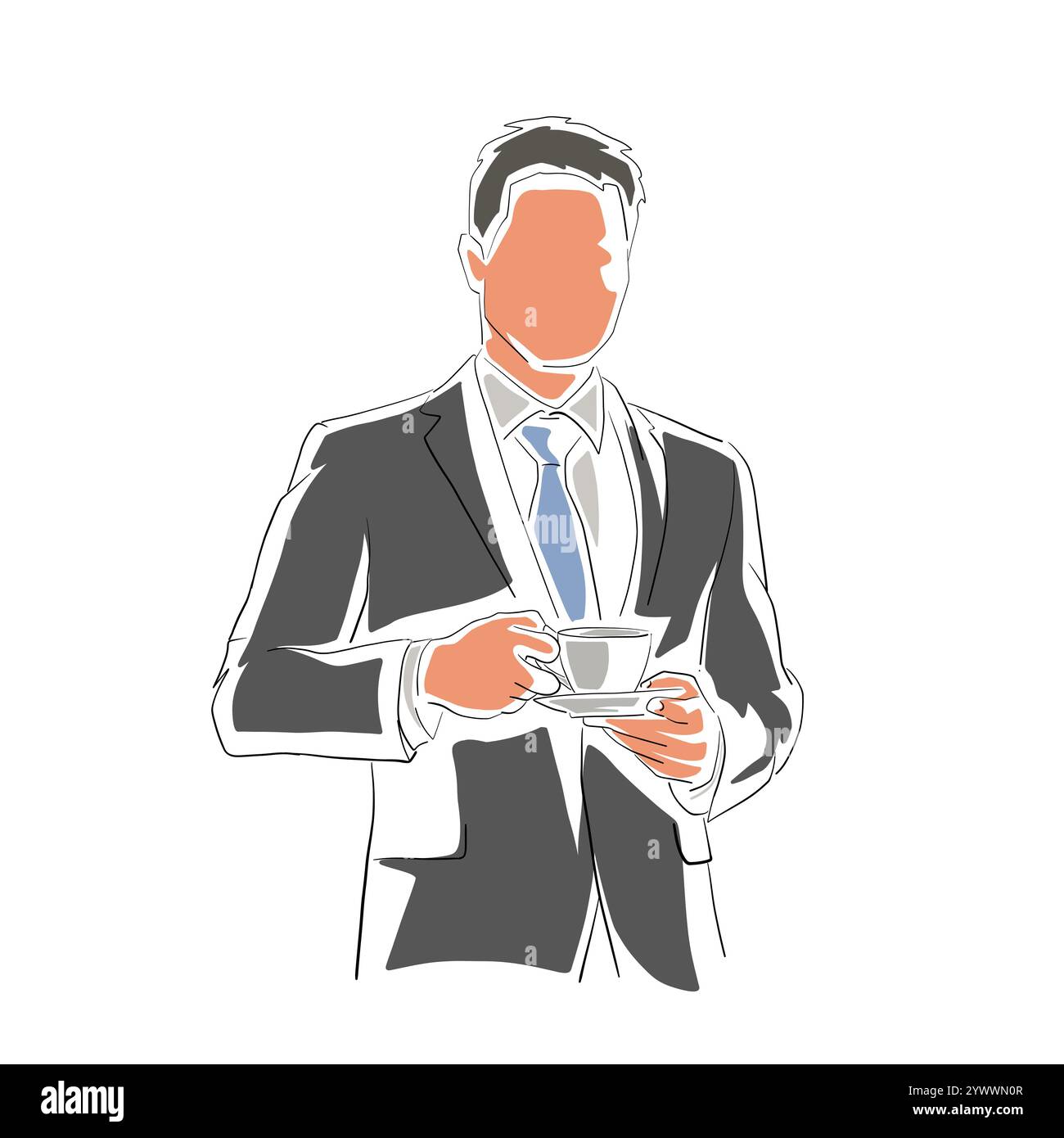 Coffee break, business man in suit holding cup of coffee, isolated ...