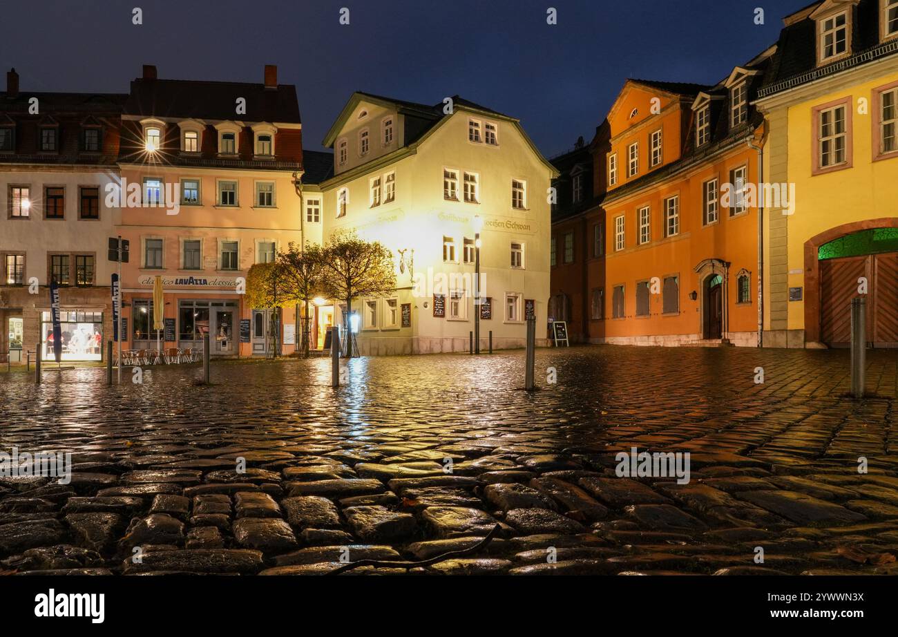 Weimar, Germany. 14th Nov, 2024. Evening view of Weimar city center in ...