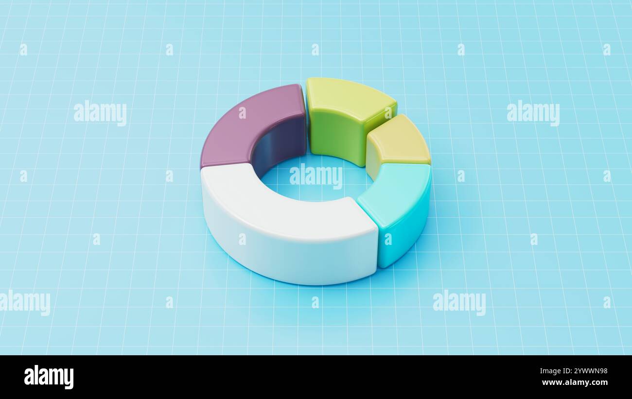 3D donut pie chart with colorful segments. Information graphic ...