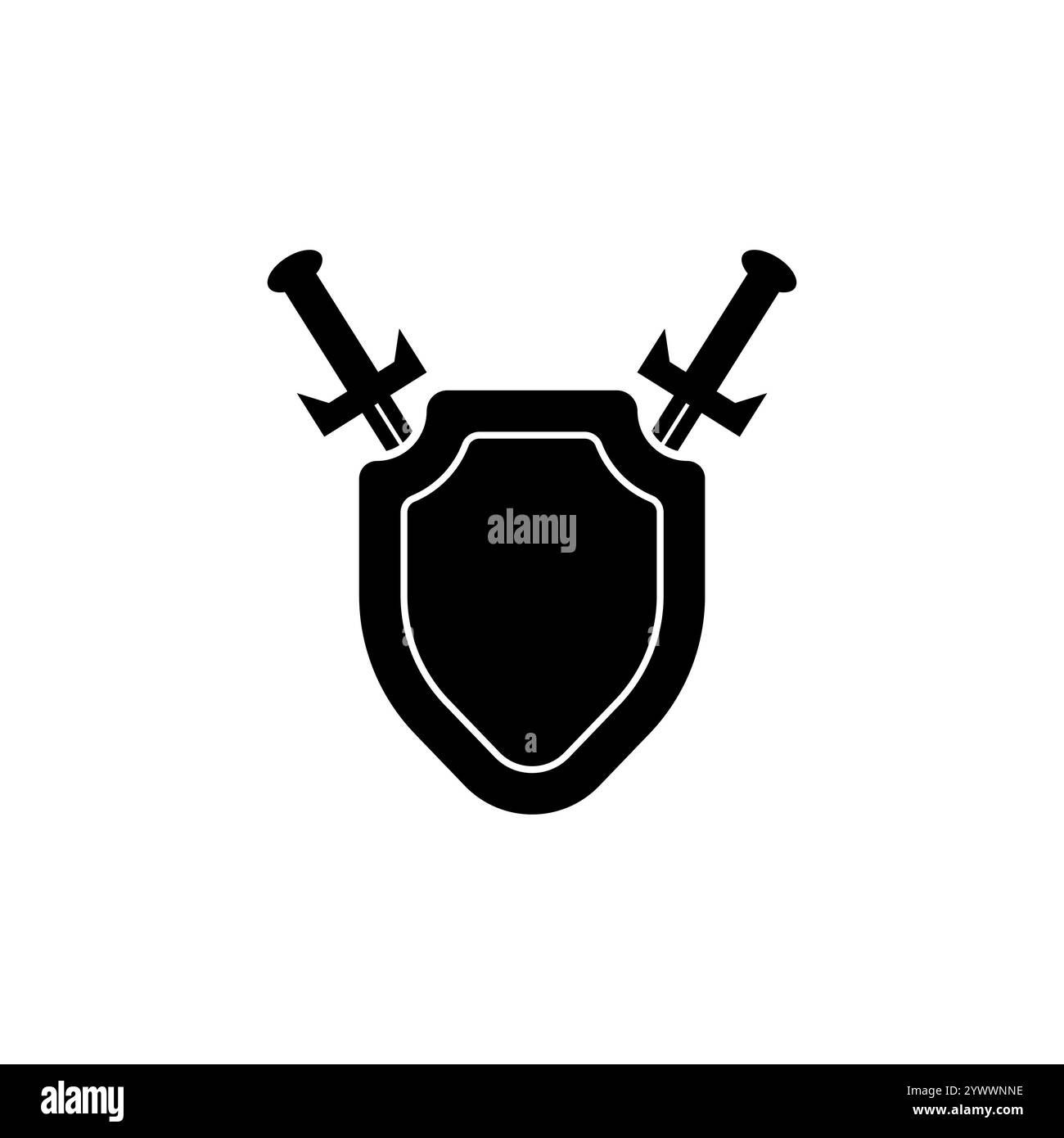 Black shield icon for medieval defense and safety themes Stock Vector ...