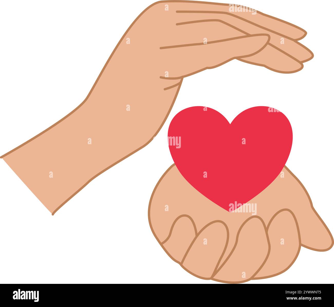 Hands protect heart, hand drawn clip art illustration Stock Vector ...