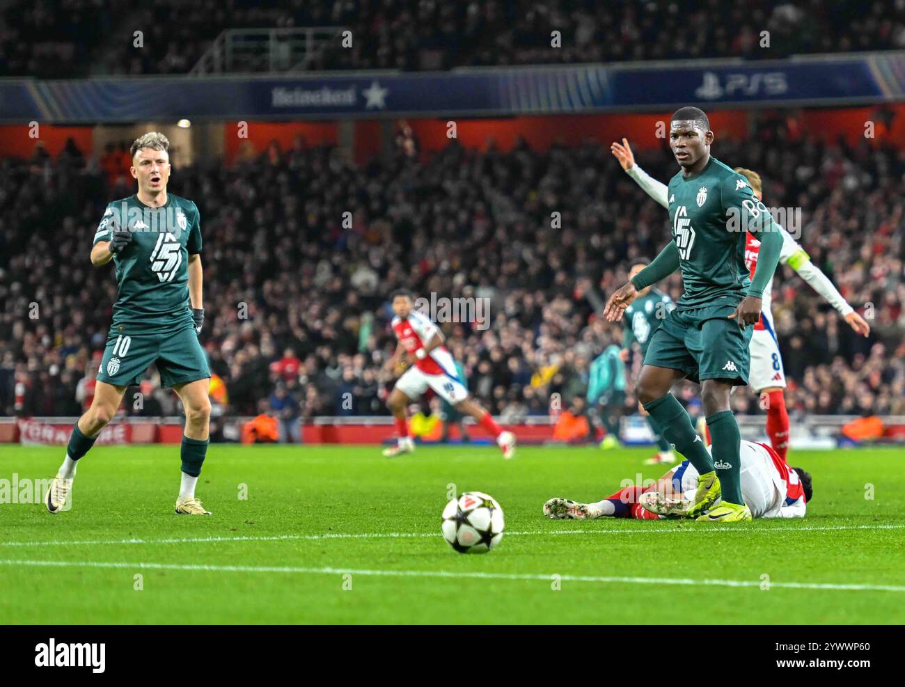 Breel Embolo of AS Monaco (centre) and Aleksandr Golovin of AS Monaco ...