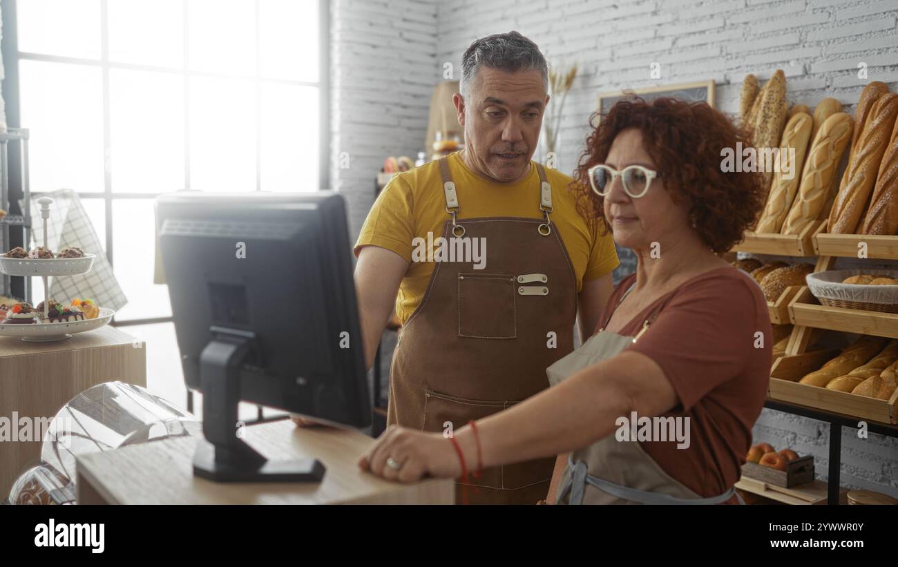 Friendly smiling bakers selling hi-res stock photography and images - Alamy