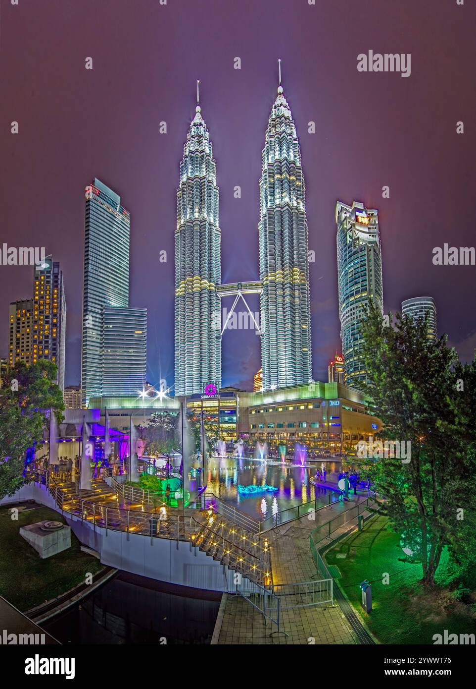Night view of Kuala Lumpur's iconic skyline surrounded by modern ...
