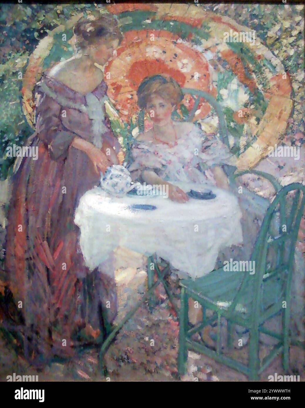 Afternoon Tea, a 1910 oil painting by American Impressionist Richard E ...