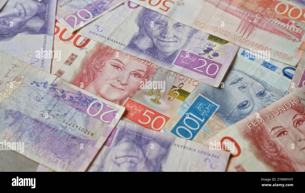 Swedish banknotes showcasing colorful krona currency from sweden with ...