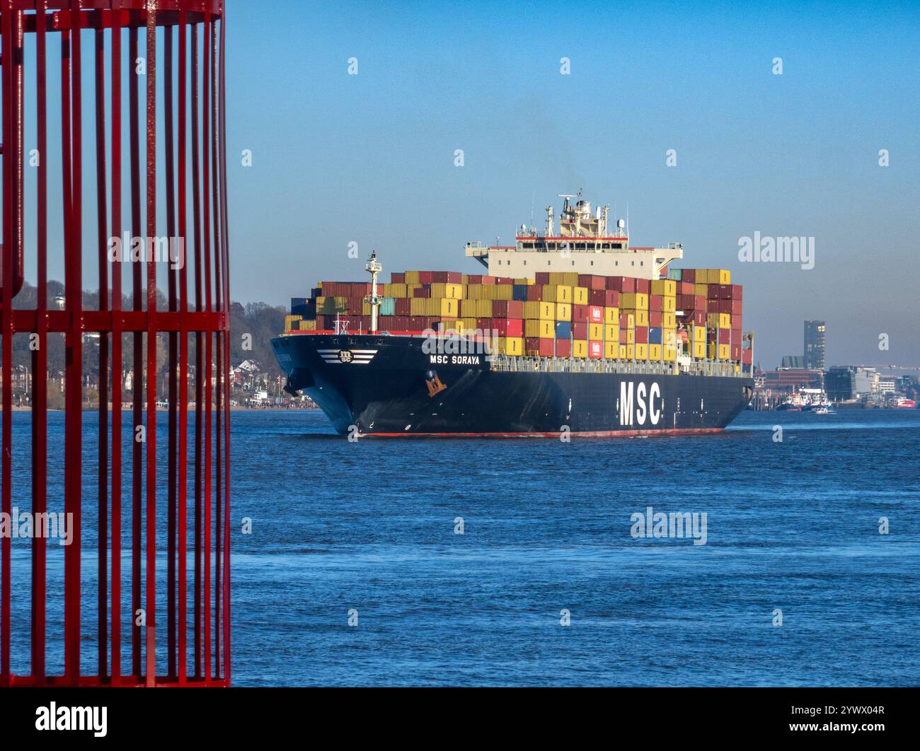 Hamburg, Germany. 01st Dec, 2024. The container ship MSC "Soraya" sails ...