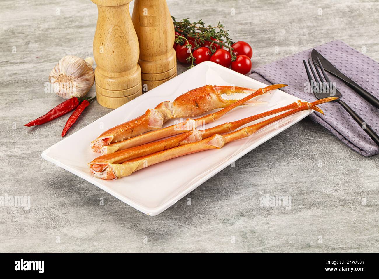 Delicous luxury boiled crab claw legs Stock Photo - Alamy