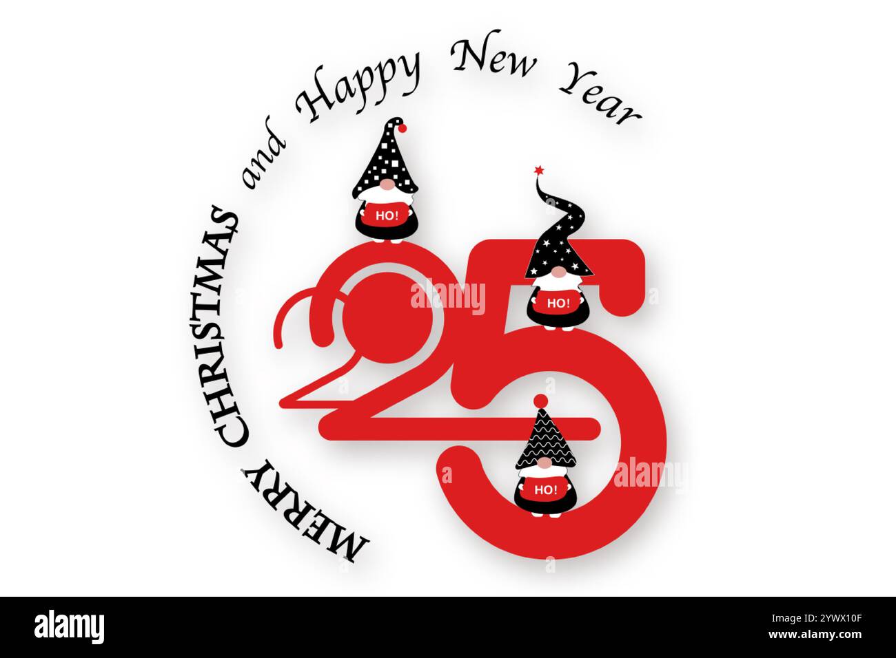 2025 New Year and Magic Christmas Gnomes logo design. Ho Ho Ho Santa ...