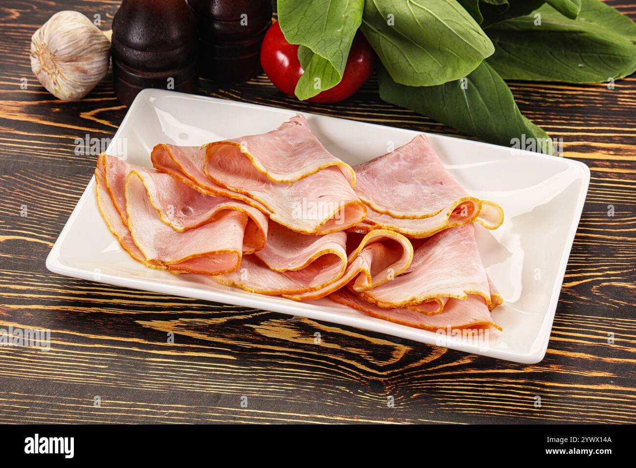 Italian sausage Prosciutto cotto ham appetizer Stock Photo - Alamy