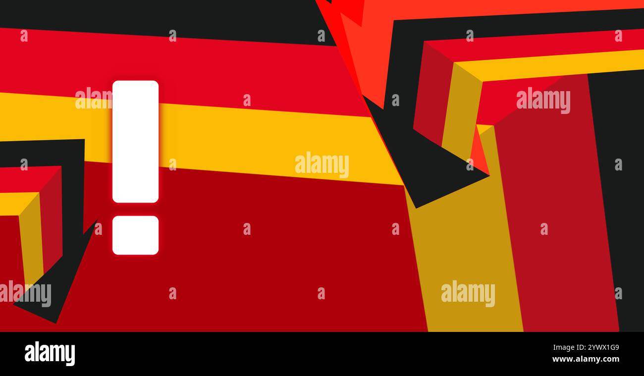 Germany as german crisis, downwards arrows as warning as exclamation ...