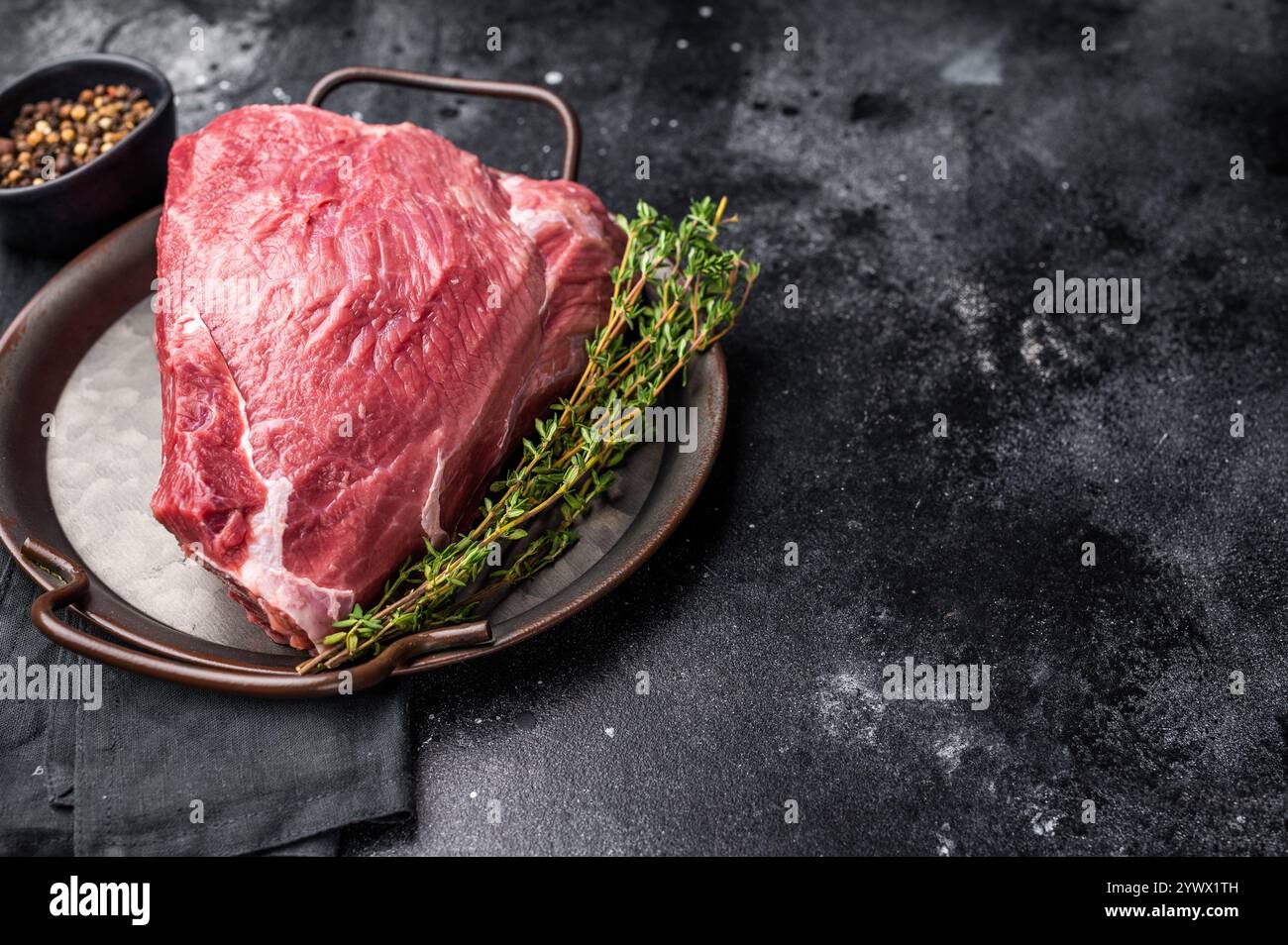 Raw Wild Boar meat, fresh Game Meat. black background. top view Stock ...