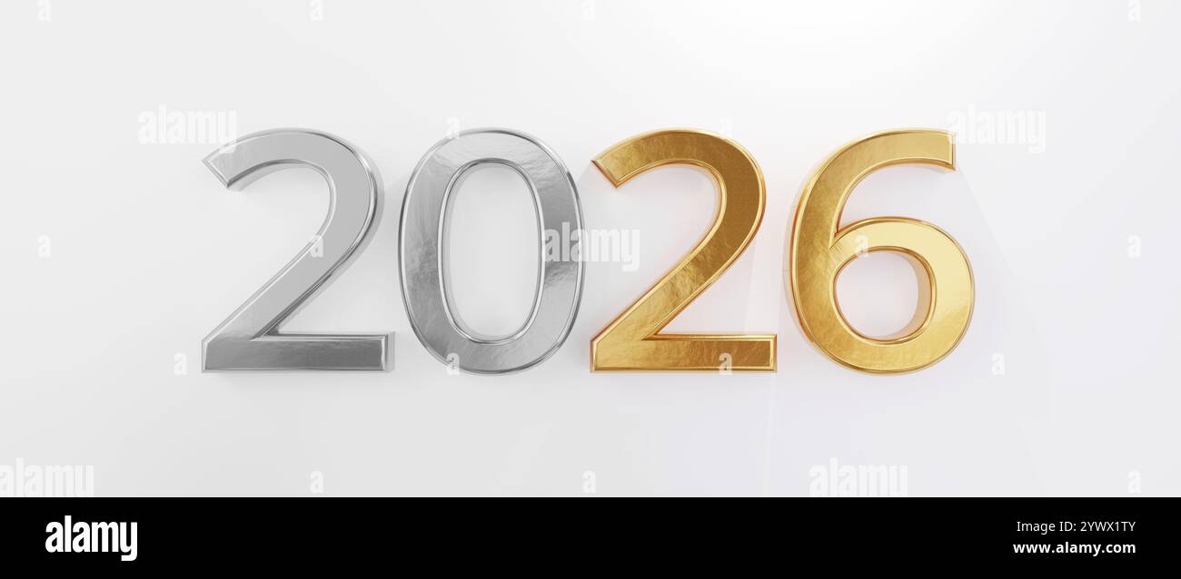 Golden metallic 2026 number hi-res stock photography and images - Alamy
