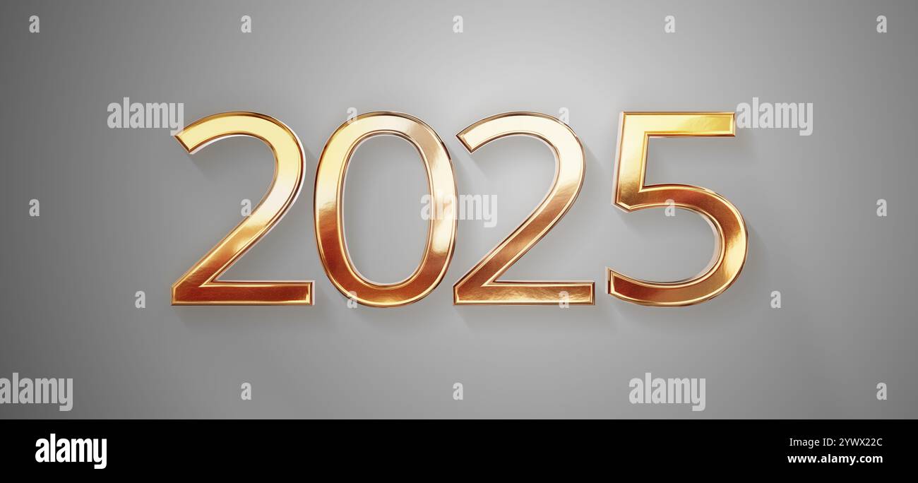 golden metallic font-weight bold year number 2025 Stock Photo - Alamy