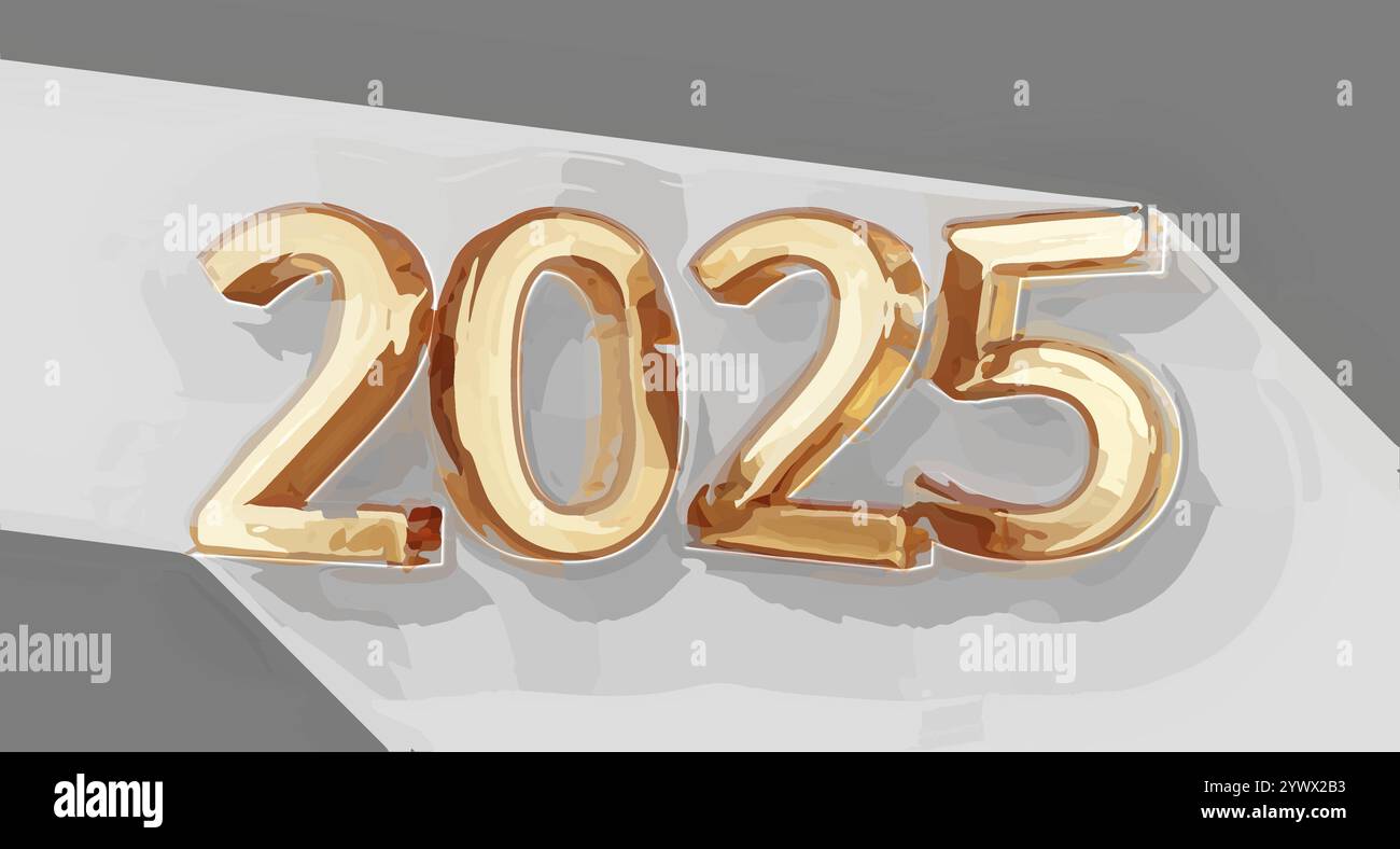 golden metallic font-weight bold year number 2025 Stock Photo - Alamy