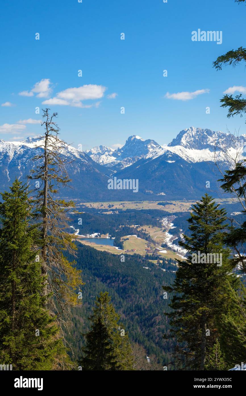 A breathtaking view from a height showcases the winter beauty of ...