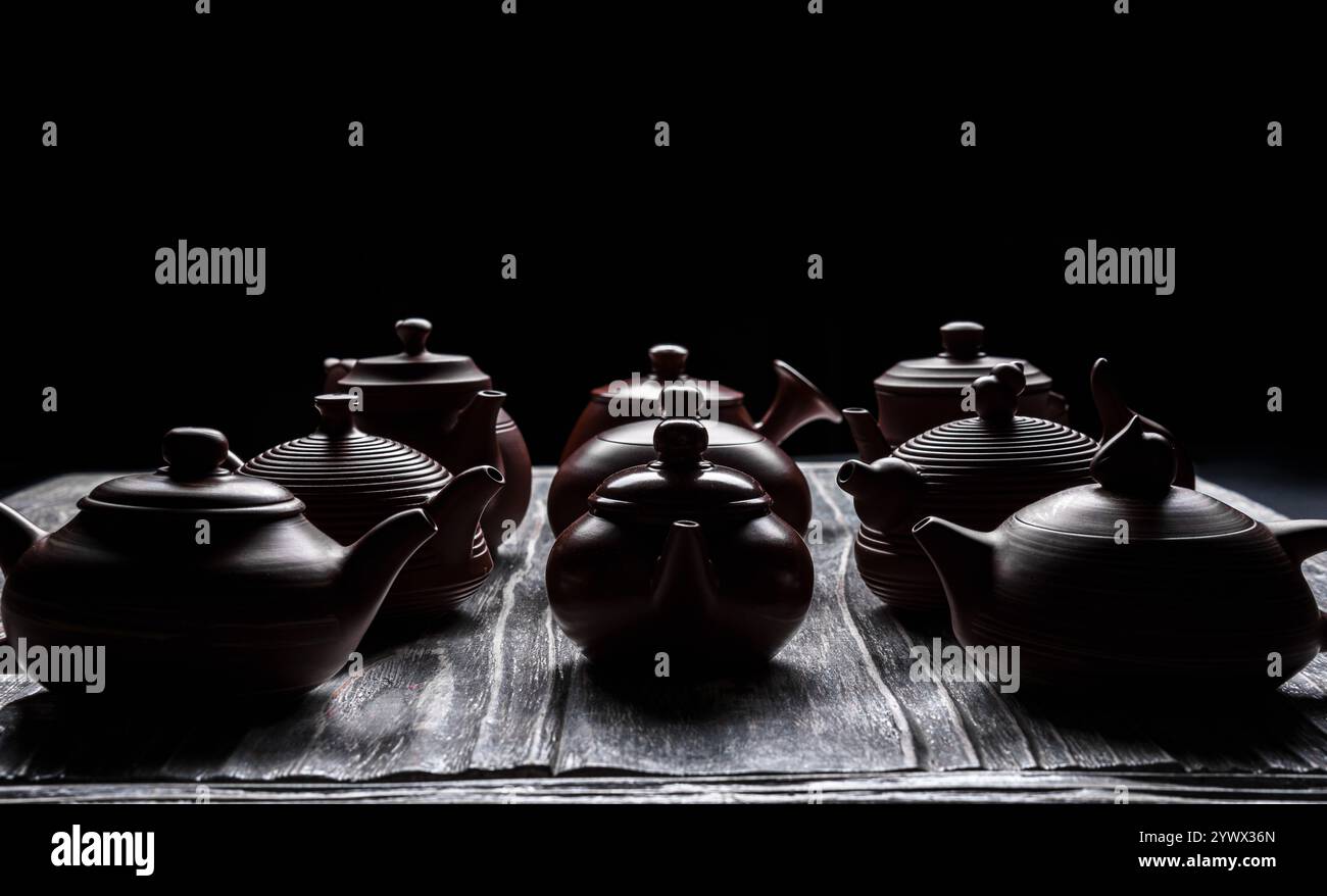 An Artistic and Captivating Display of Traditional Teapots Presented in ...