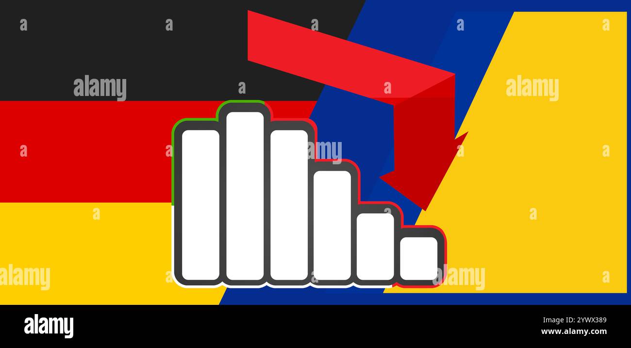 creative downtrend red arrow, national colors of Germany and the ...