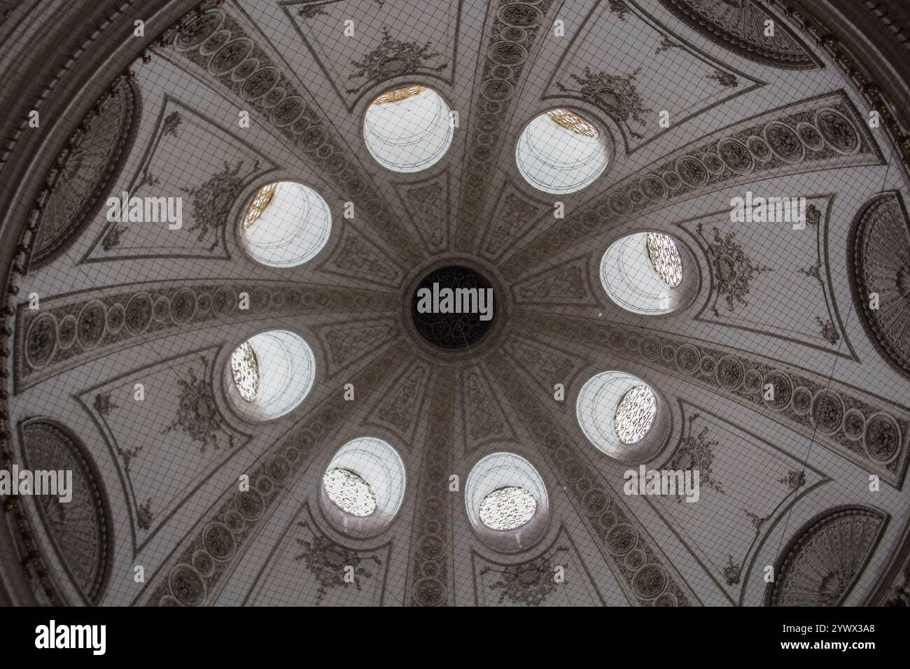 Vienna, Austria - May 12, 2019: Hall of luxury home. Ceiling in an old ...