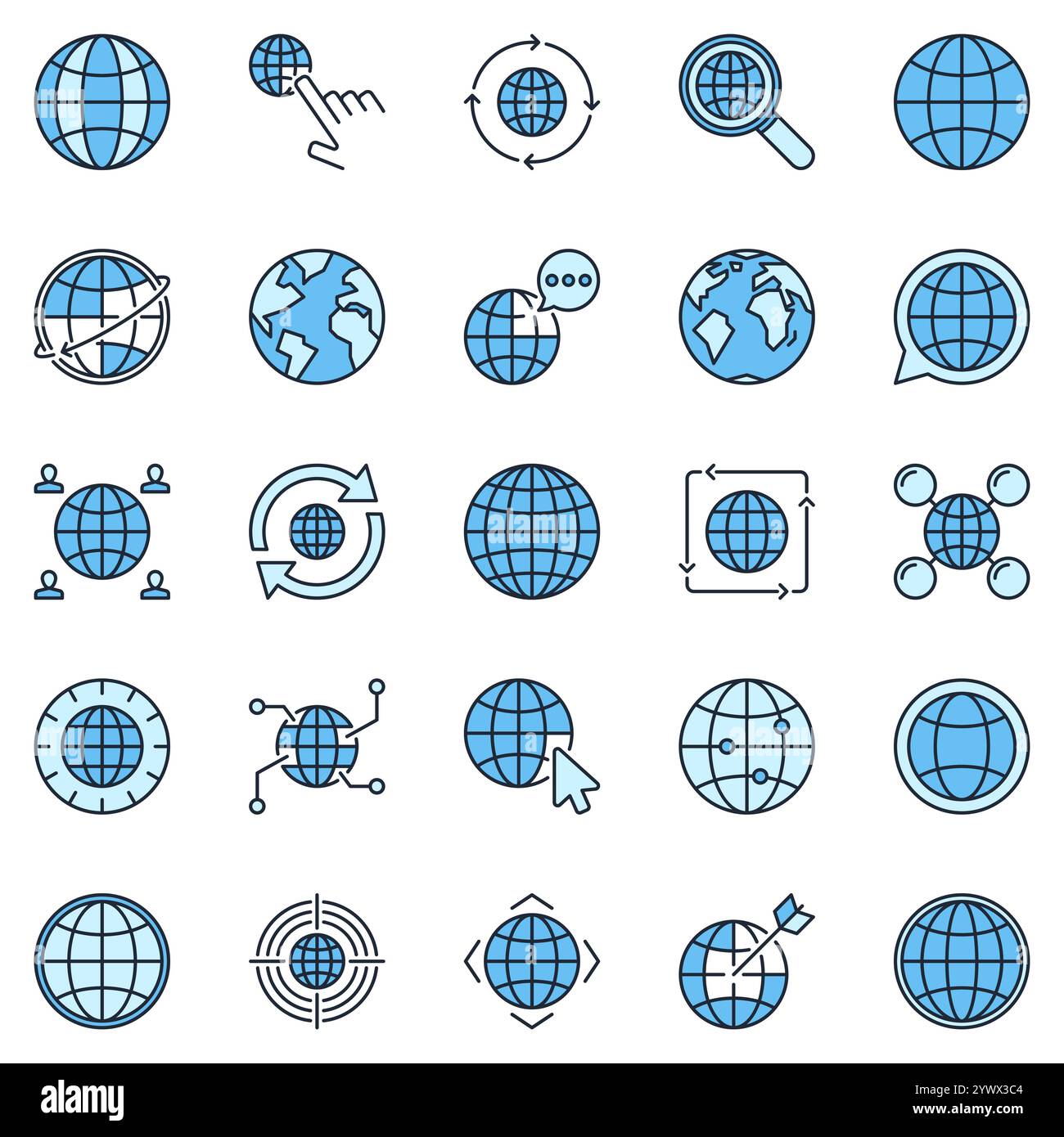 Earth Globe blue icons set Stock Vector Image & Art - Alamy