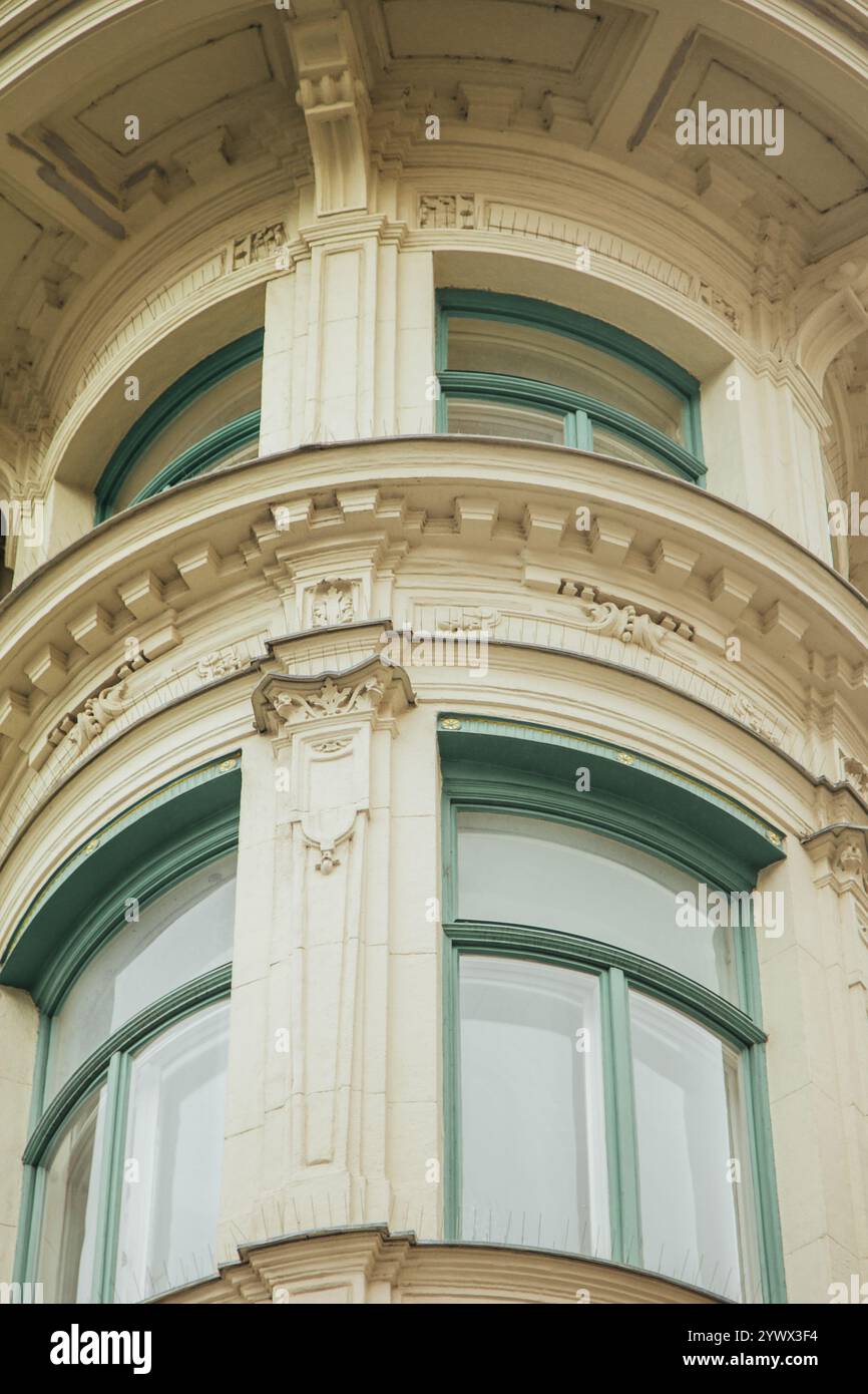 Vienna, Austria - May 12, 2019: Windows in a raw from down to up ...