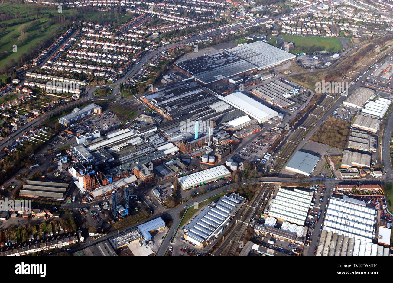 Aerial view of Goodyear tyre plant in Wolverhampton between the A449 ...