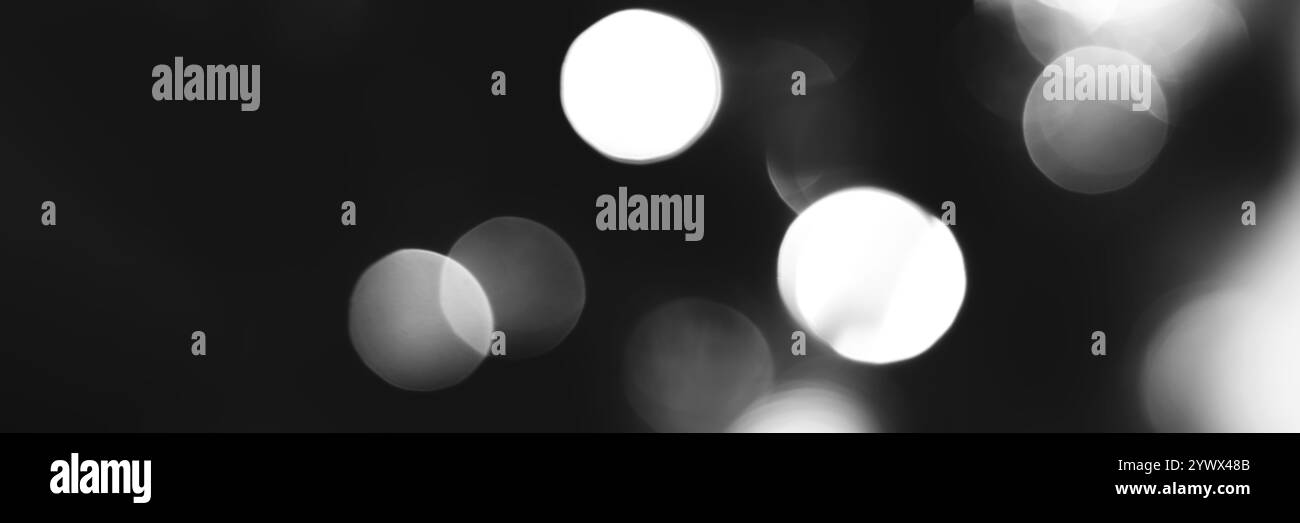 Blurred lights black and white background, banner texture. Abstract ...