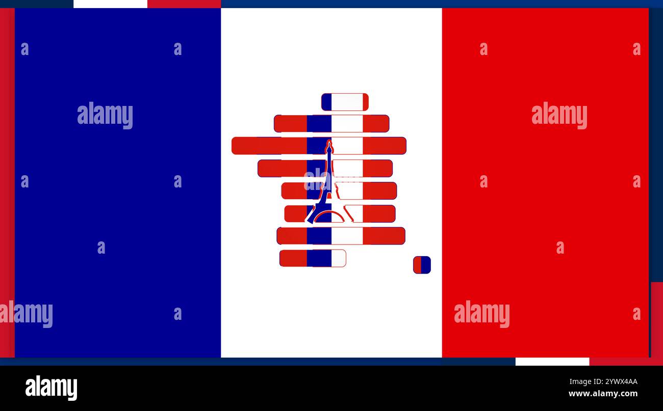 France flag and shape of france as french background design style Stock ...